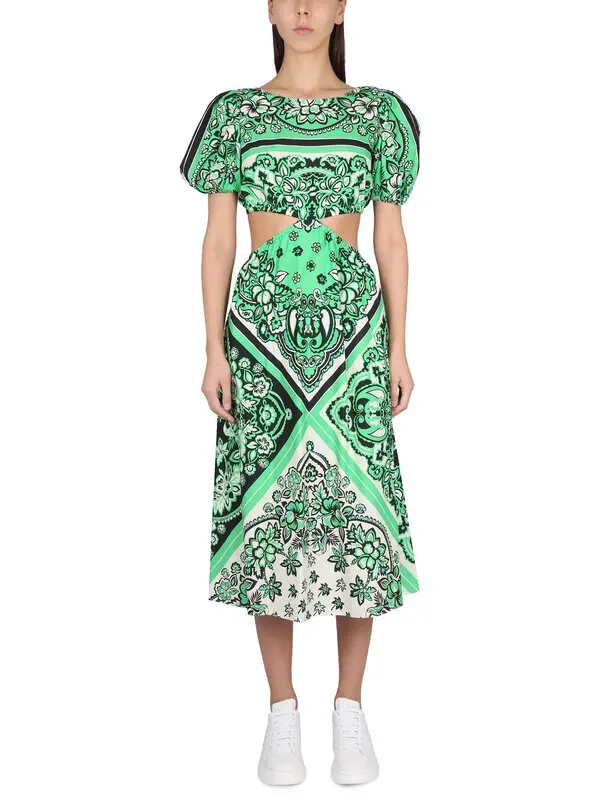 Red Valentino Bandana Print Cut Out Dress In Green - 49% Off | Editorialist