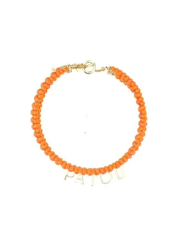 Patou Glass And Brass Bead Necklace - Orange