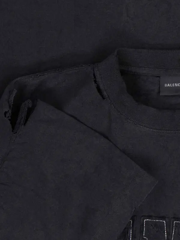 Balenciaga Destroyed Logo T-shirt - Black