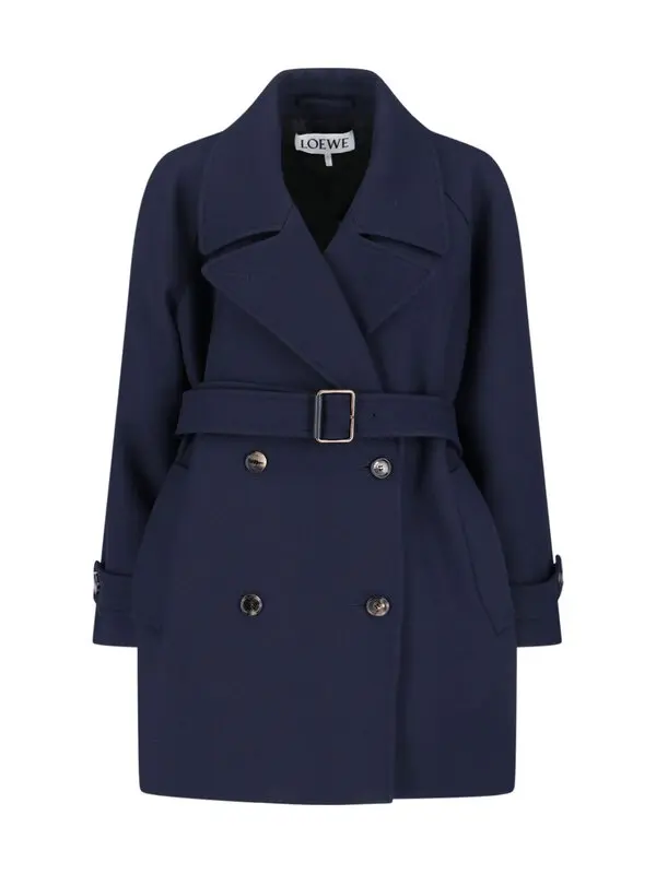 Loewe Double-breasted Wool Coat - Blue