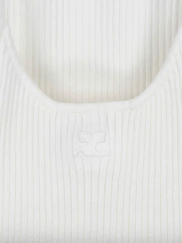 COURREGES Ribbed Logo Tank Top