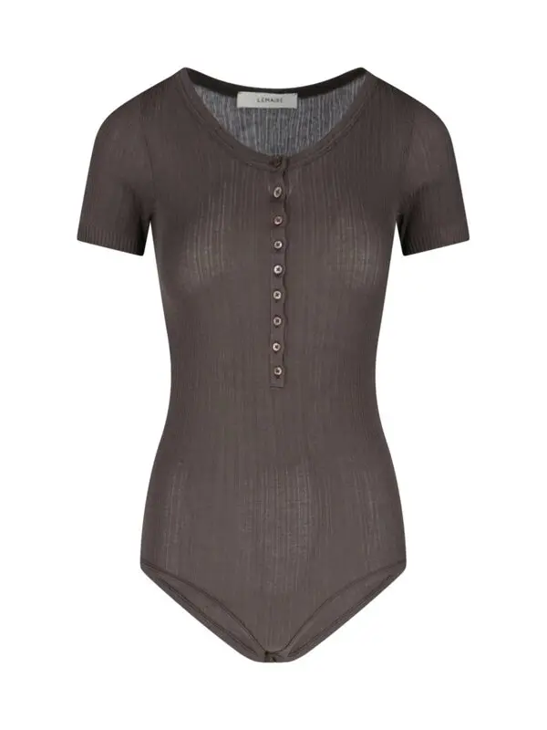 LEMAIRE Ribbed Bodysuit - Brown