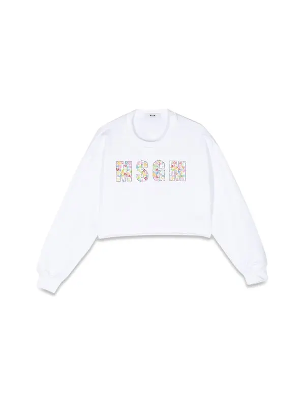 MSGM Cropped Sweatshirt - White