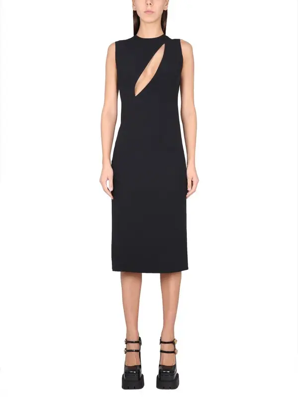 Versace Sleeveless Midi Dress With Cutouts - Black