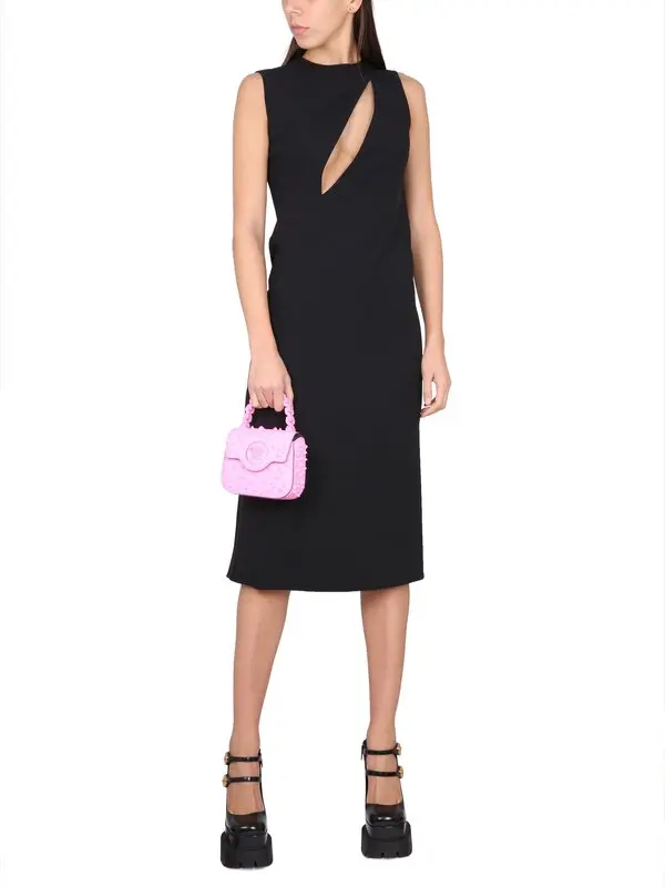 Versace Sleeveless Midi Dress With Cutouts - Black