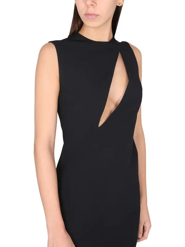 Versace Sleeveless Midi Dress With Cutouts - Black