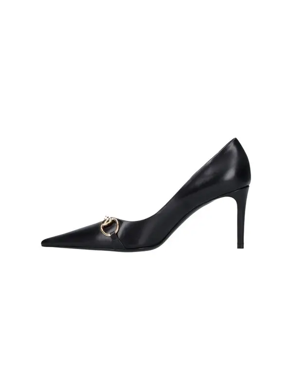 Gucci Leather Pointed Toe Pumps With Horsebit Detail
