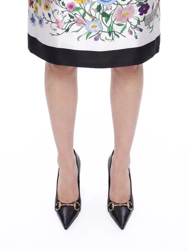 Gucci Leather Pointed Toe Pumps With Horsebit Detail
