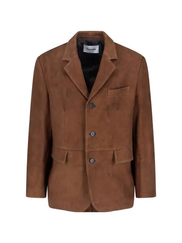 TONYWACK Single-breasted Suede Blazer - Brown