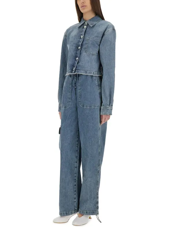 Moschino Wide Leg Cargo Jeans - Denim