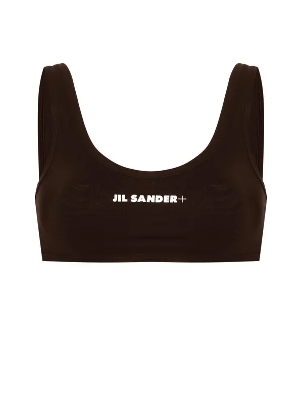 JIL SANDER Logo Bikini Top - Brown