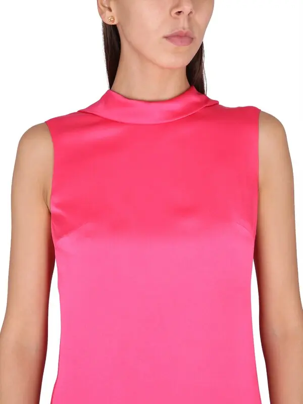 Versace Long Dress With Ring Neckline - Fuchsia