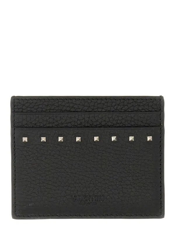 Valentino Garavani Garnet Calfskin "rockstud" Card Holder - Black