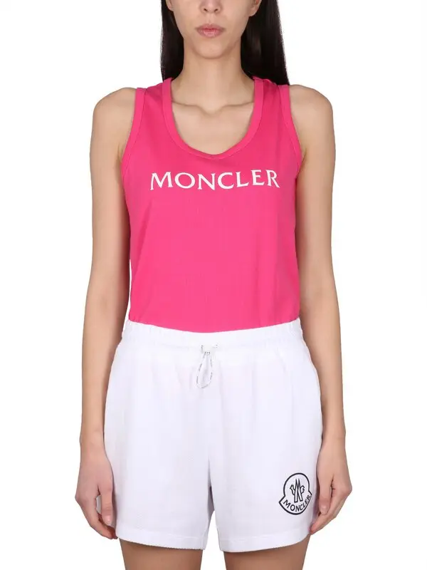 Moncler Logo Print Top - Fuchsia