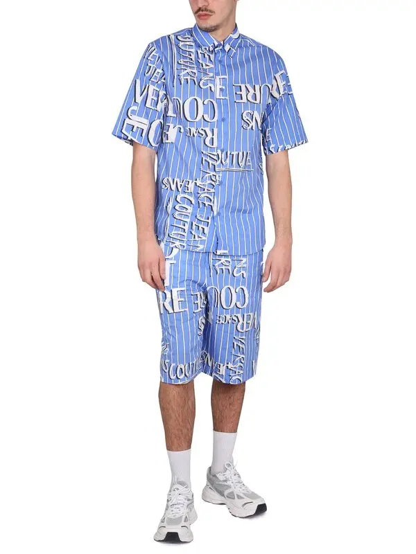 Versace Bermuda Shorts With Logo - Azure