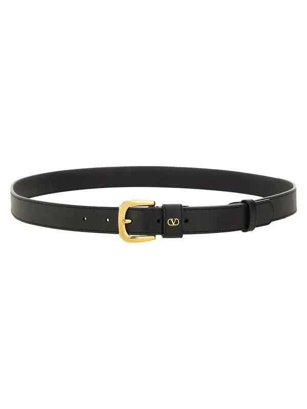 Valentino Garavani Vlogo Signature Calfskin Belt - Black