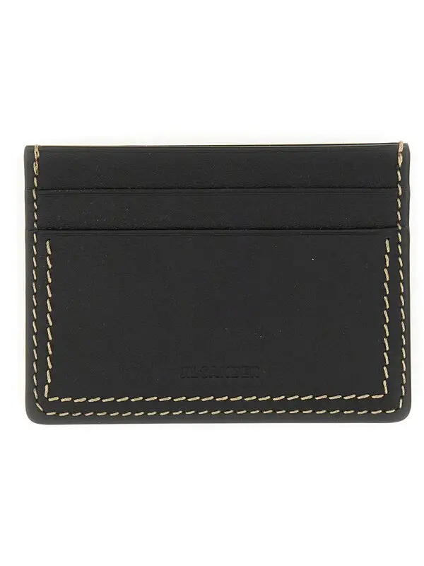 JIL SANDER Leather Card Holder - Black