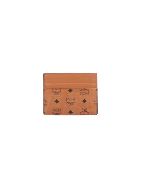 Mcm Card Holder With Money Clip Detail - Brown