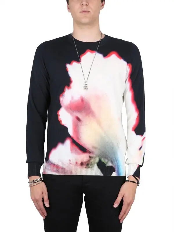 Alexander McQueen Jersey With Solarised Flower Print - Multicolour