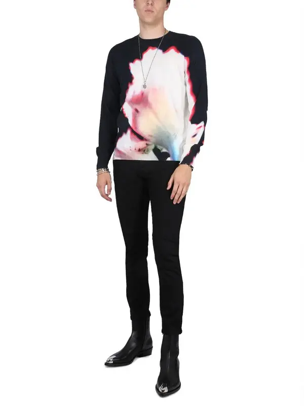 Alexander McQueen Jersey With Solarised Flower Print - Multicolour
