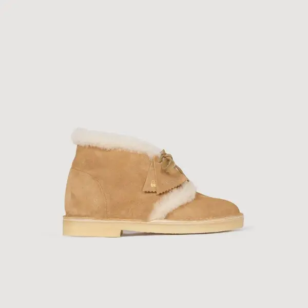 Sandro X Clarks Originals Shearling Desert Boots