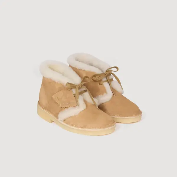 Sandro X Clarks Originals Shearling Desert Boots
