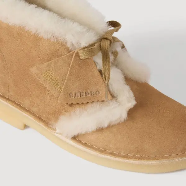 Sandro X Clarks Originals Shearling Desert Boots