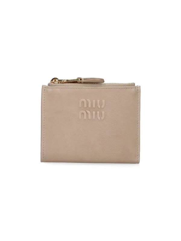 Miu Miu Bi-fold Logo Wallet - Brown