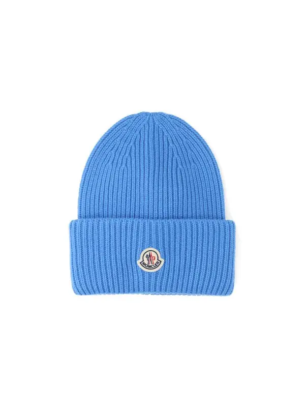 Moncler Virgin Wool And Cashmere Beanie - Blue