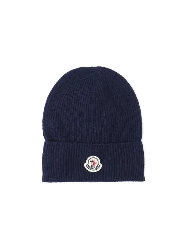 Moncler Virgin Wool And Cashmere Beanie - Blue