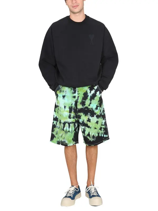 Ami Bermuda Shorts With Tie Dye Pattern