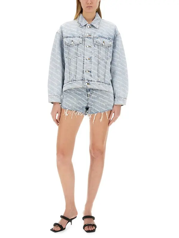 Alexander Wang All Over Logo Jacket - Azure