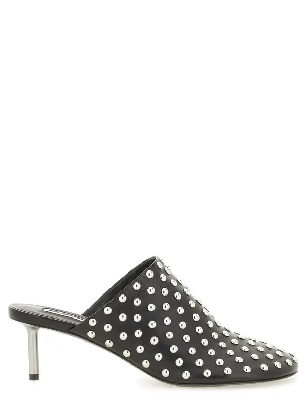 JIL SANDER Nappa Leather Studded Mules - Black