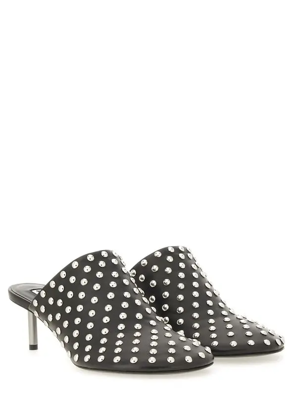 JIL SANDER Nappa Leather Studded Mules - Black