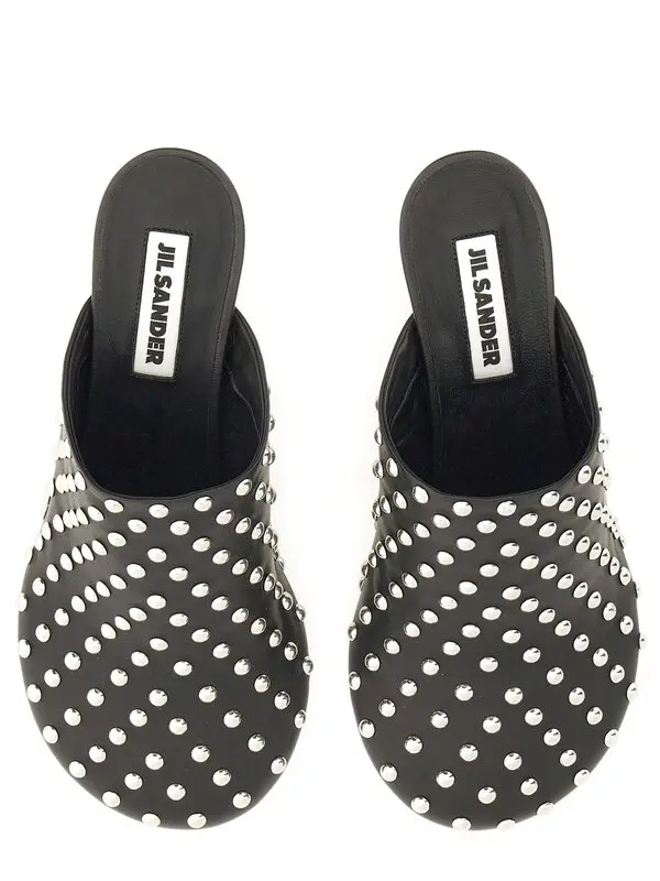 JIL SANDER Nappa Leather Studded Mules - Black