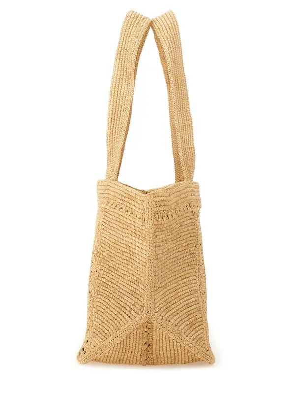 PATOU Large Trapeze Raffia Tote Bag - Beige
