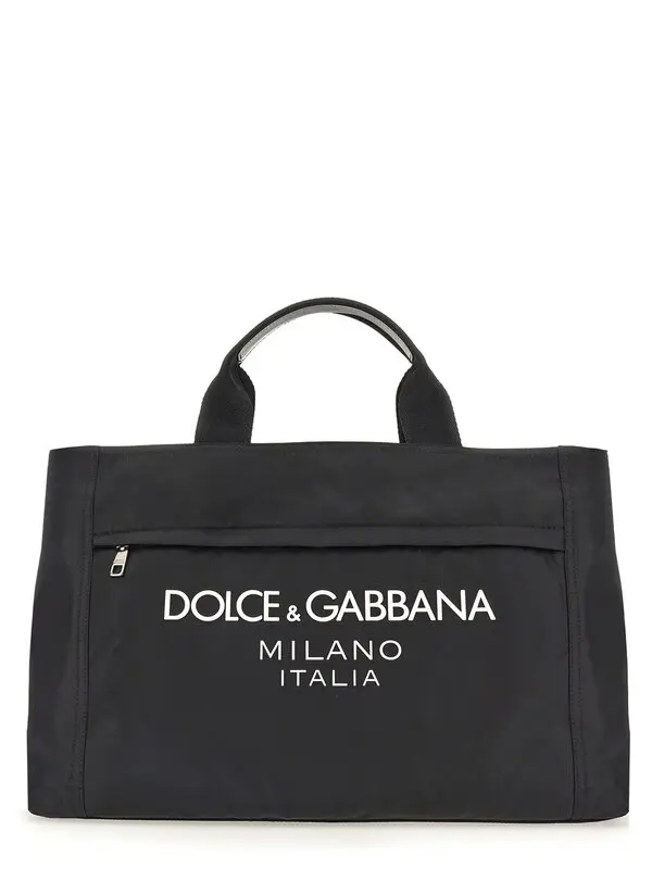Dolce & Gabbana Nylon Duffle Bag With Logo - Black