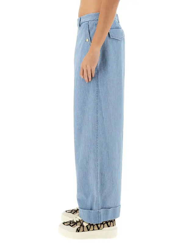 Valentino Garavani Wide Leg Cotton Pants