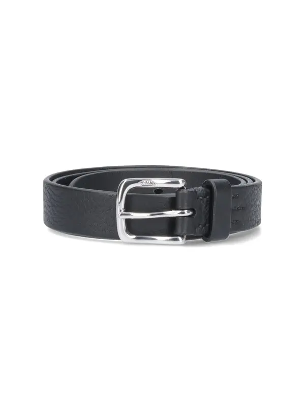 J & M DAVIDSON Mini Logo Leather Belt - Black
