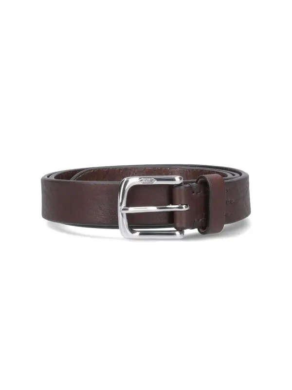 J & M DAVIDSON Mini Logo Leather Belt - Brown