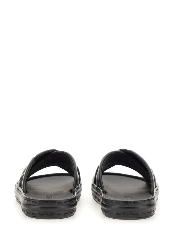 Fendi Leather Crossband Sandals