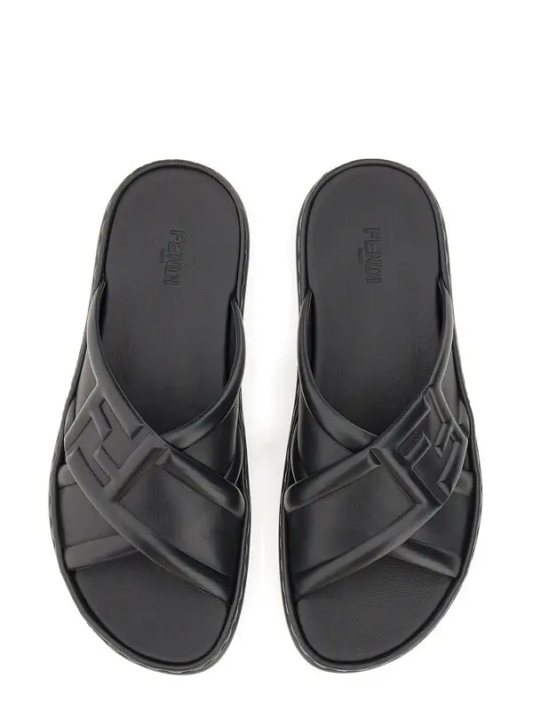 Fendi Leather Crossband Sandals