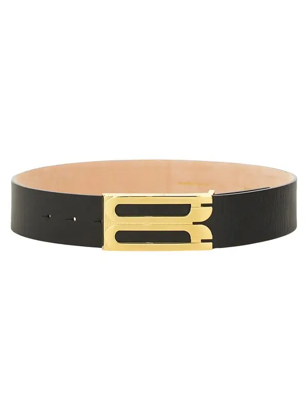 Victoria Beckham Jumbo Frame Leather Belt - Black