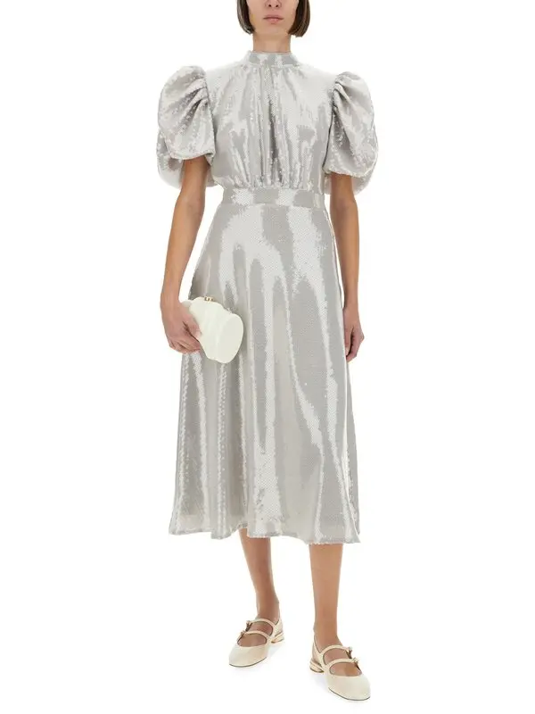 ROTATE BY BIRGER CHRISTENSEN Midi Dress With Sequins - Grey