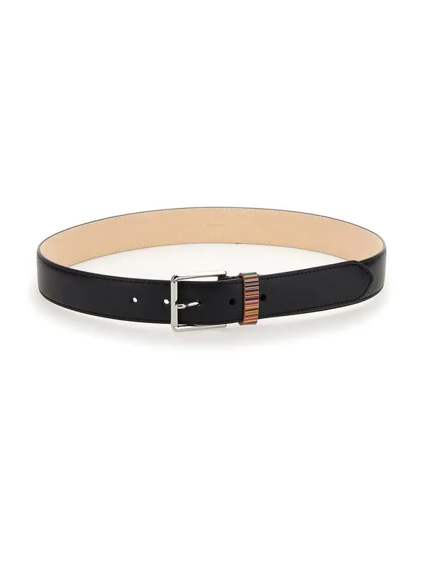 Paul Smith Leather Belt With Silver-tone Hardware - Black