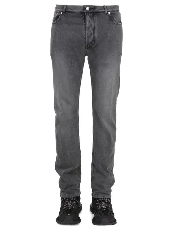 Balenciaga Straight Leg Jeans With Logo Patch