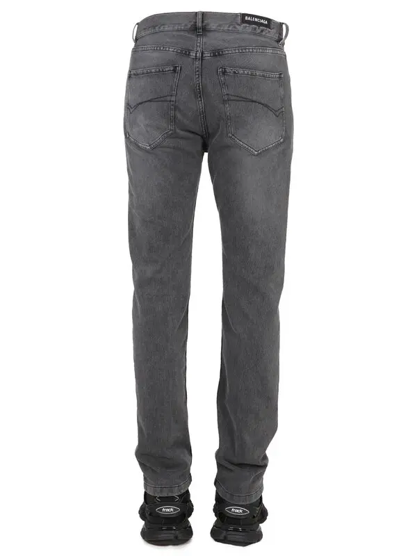 Balenciaga Straight Leg Jeans With Logo Patch