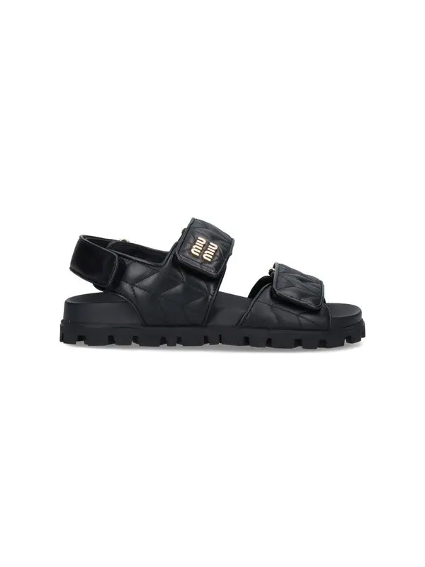 Miu Miu Logo Sandals - Black
