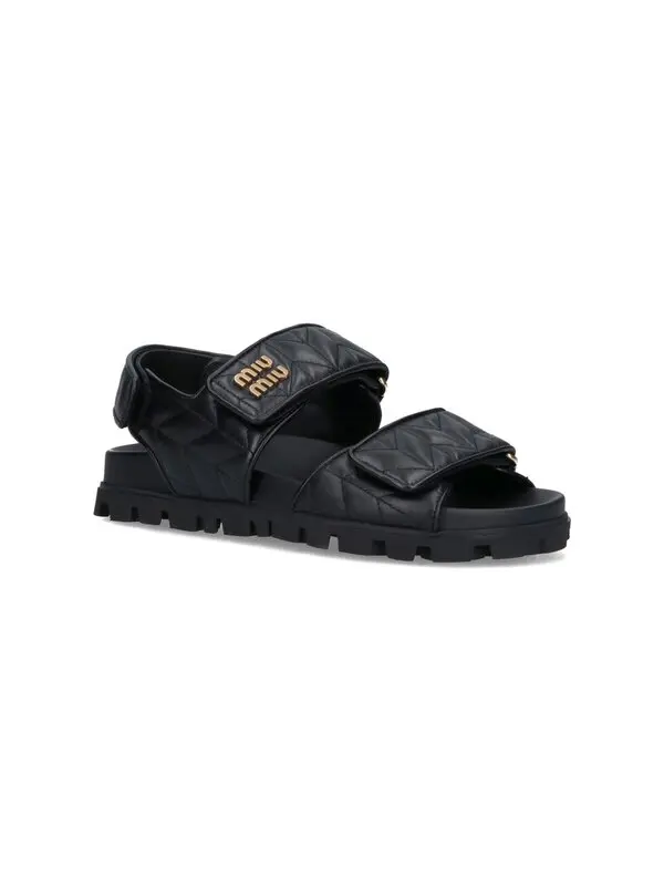 Miu Miu Logo Sandals - Black