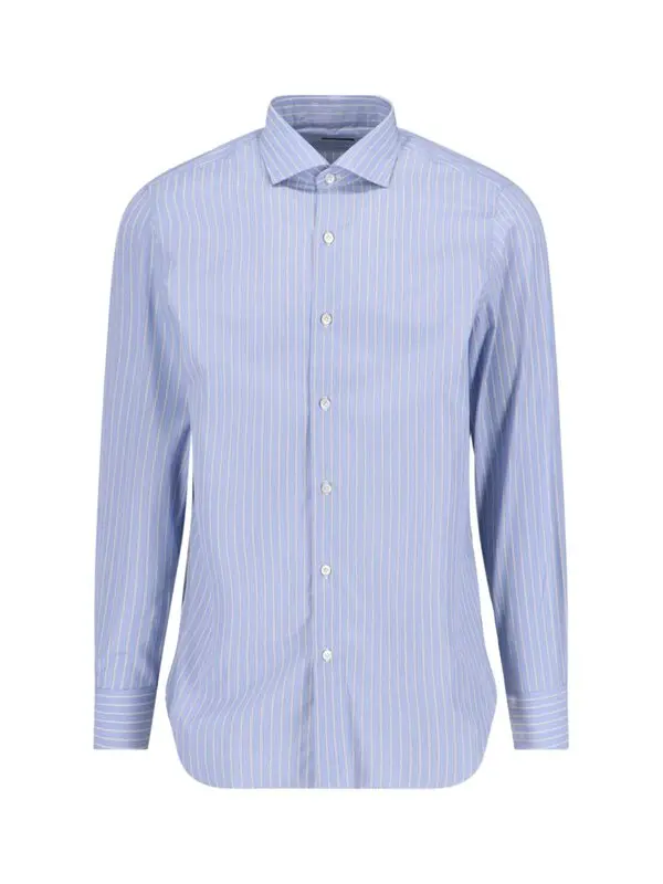FINAMORE 1925 Milano' Striped Shirt - Light Blue